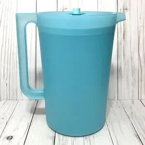 Tupperware | Dining | Vintage Tupperware Pitcher Teal Aqua Push Button ...
